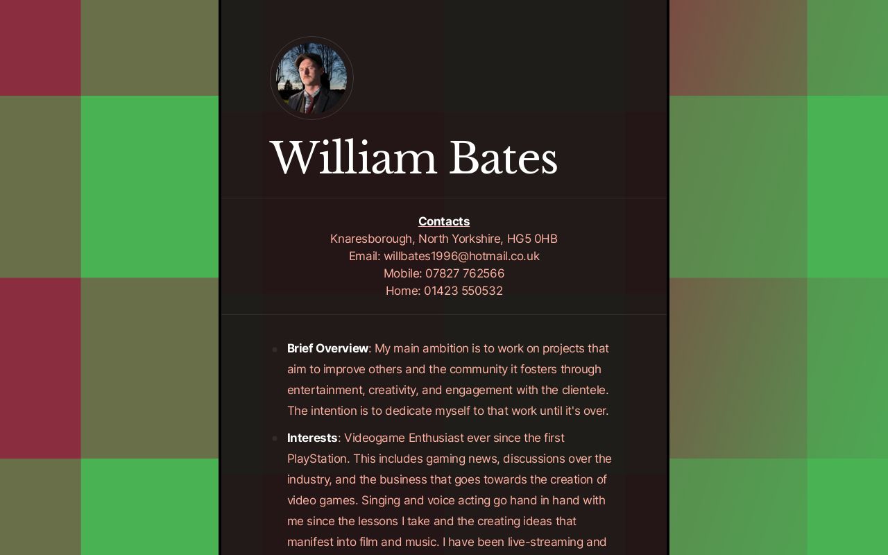 William Bates' CV